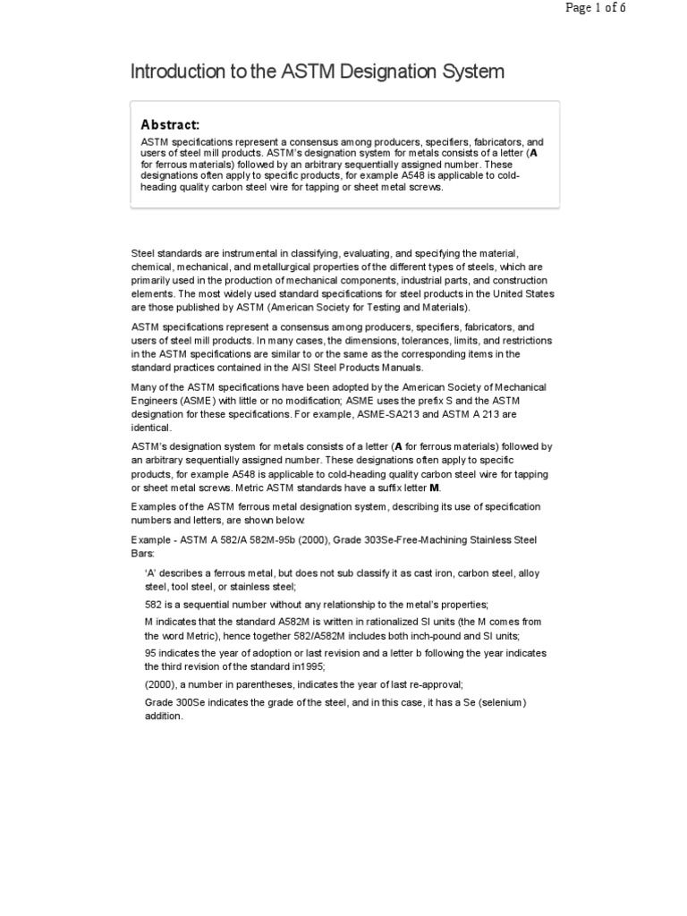 Introduction To The ASTM Designation System | PDF | Fineness | Steel