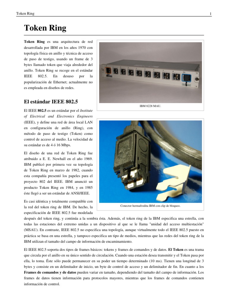 Token Ring | PDF | Ingeniería en telecomunicaciones | Red de arquitectura
