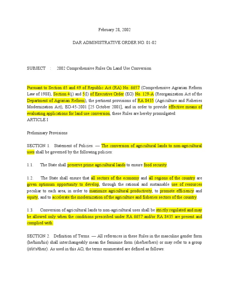 Rules On Land Conversion | Download Free PDF | Feasibility Study ...