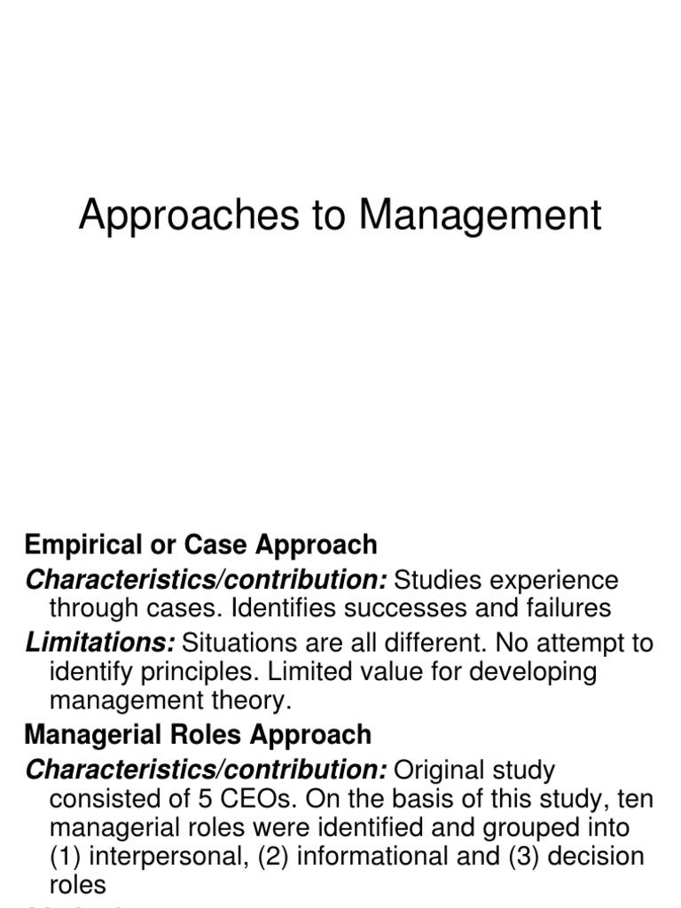Approaches To Management | PDF