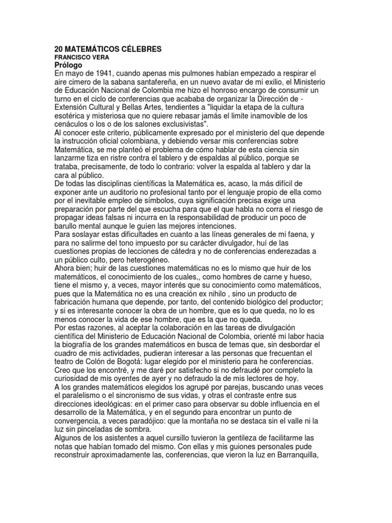 20 Matemáticos Célebres | PDF | Ecuaciones | Science