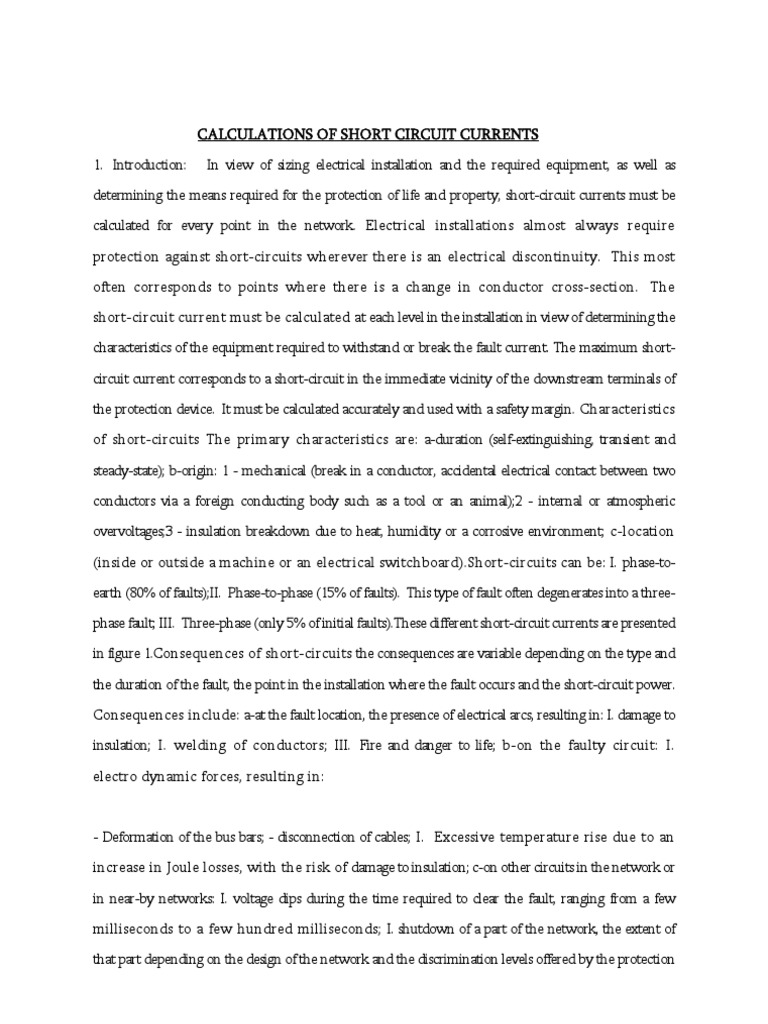 Short Circuit Calculations Pdf Transformer Electrical Impedance