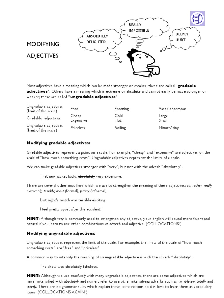 Modifying Adjectives: Extremely, Terribly, Most (Formal), Pretty ...