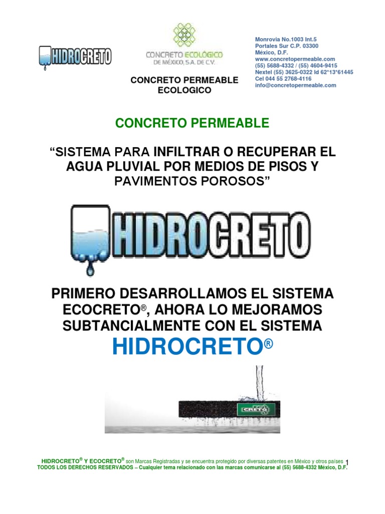 Ecocreto | PDF | Permeabilidad (Ciencias de la Tierra) | Hormigón