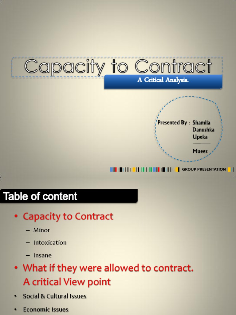 Capacity To Contract | PDF | Minor (Law) | Legal Concepts
