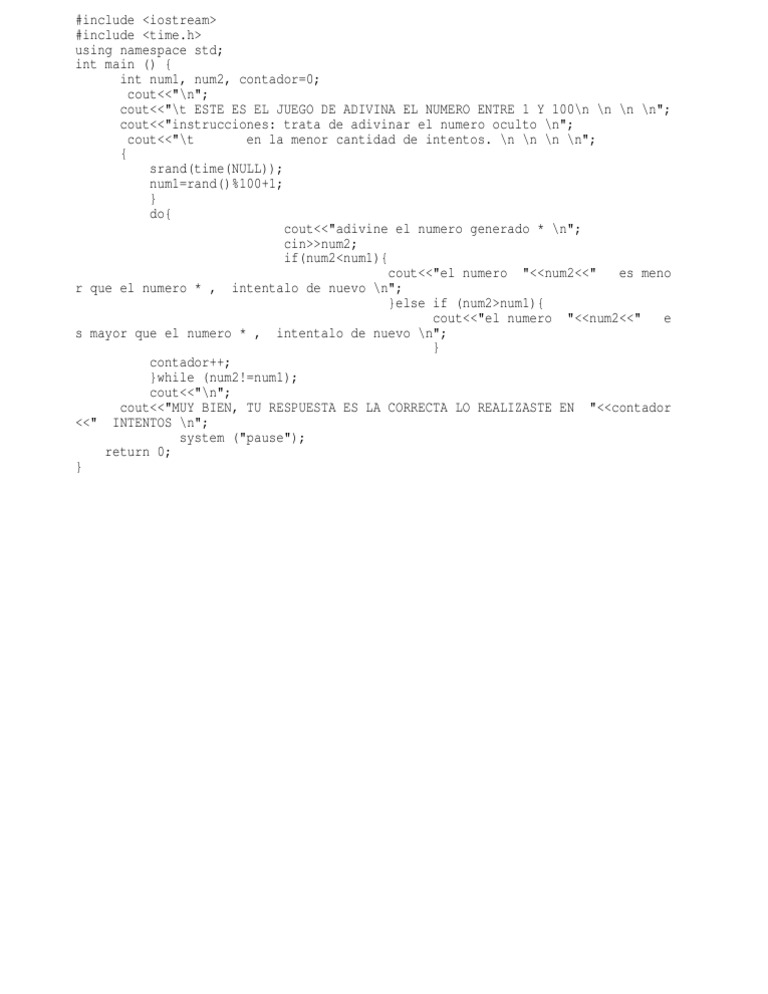 Programa para Adivinar Un Numero | PDF | Métodos y materiales de enseñanza