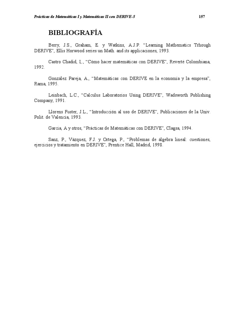 Bibliografia Indice Derive 6 | PDF