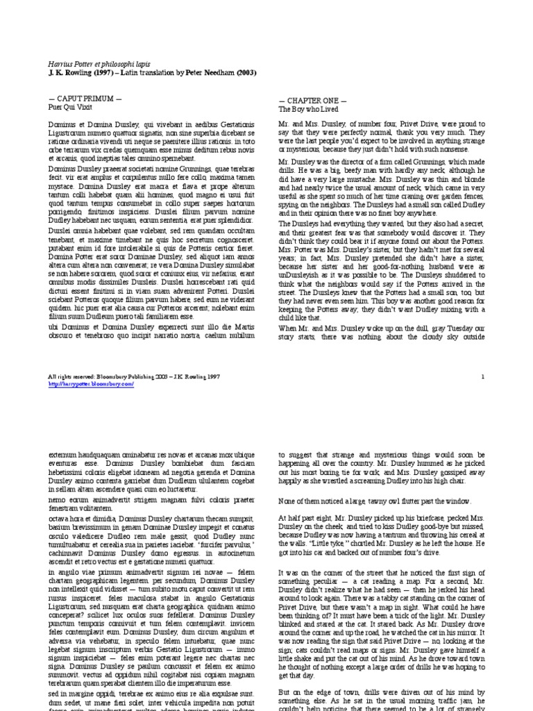 Harry Potter I Latin | PDF