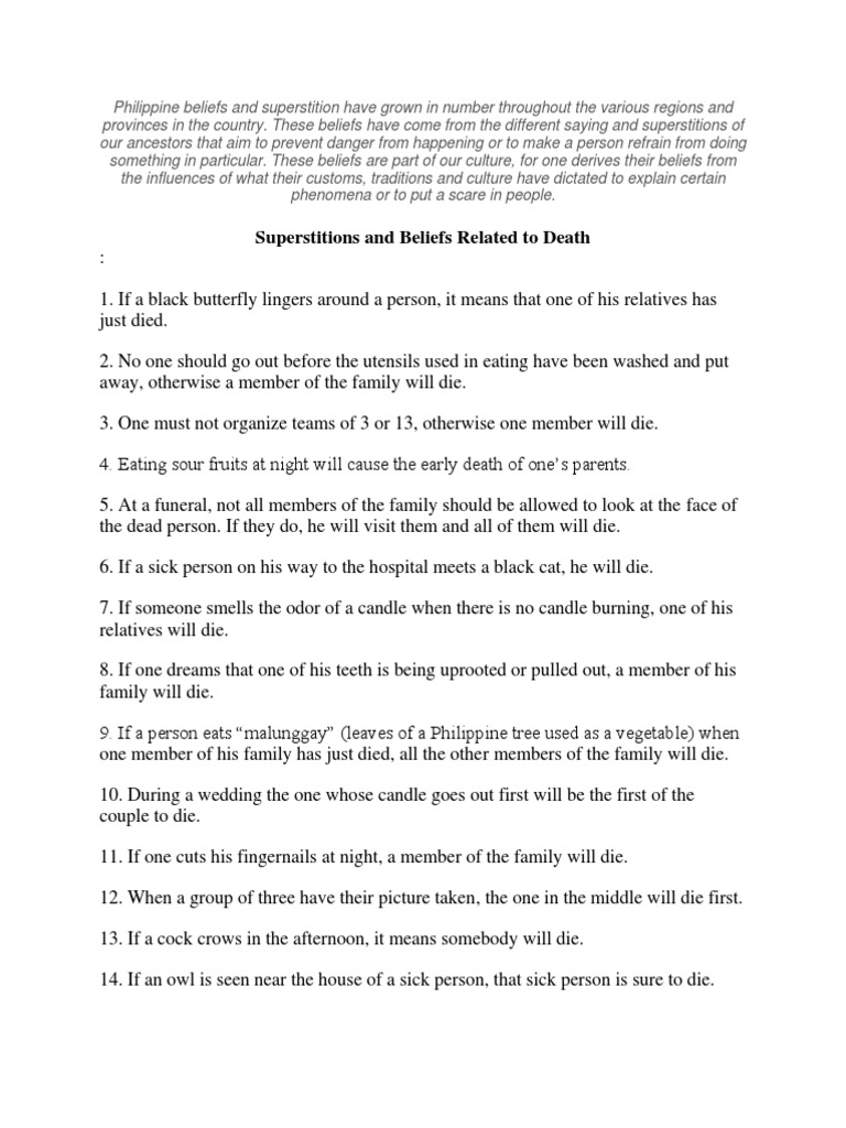 Superstitions and Beliefs Related To Death | Download Free PDF ...