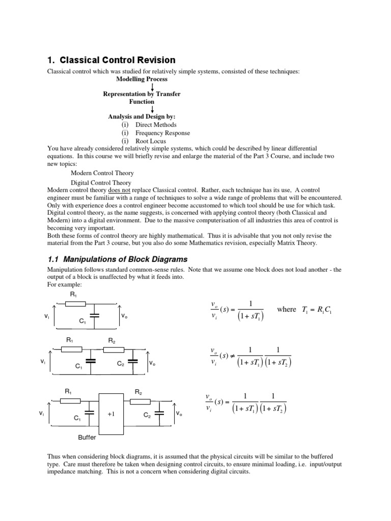Classical Control Revision | PDF | Control Theory | Applied Mathematics