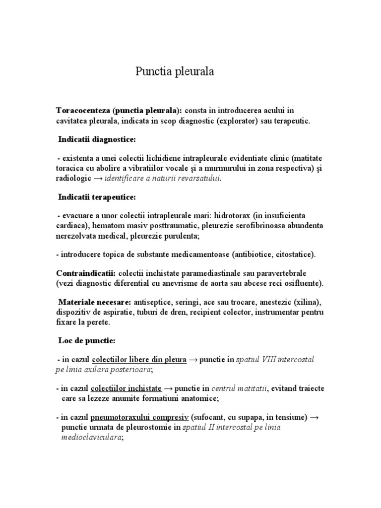 Punctia Pleurala - Toracocenteza | PDF