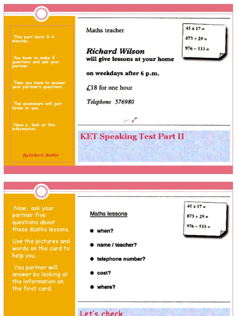 KET Speaking Test Part 2 Guide | PDF