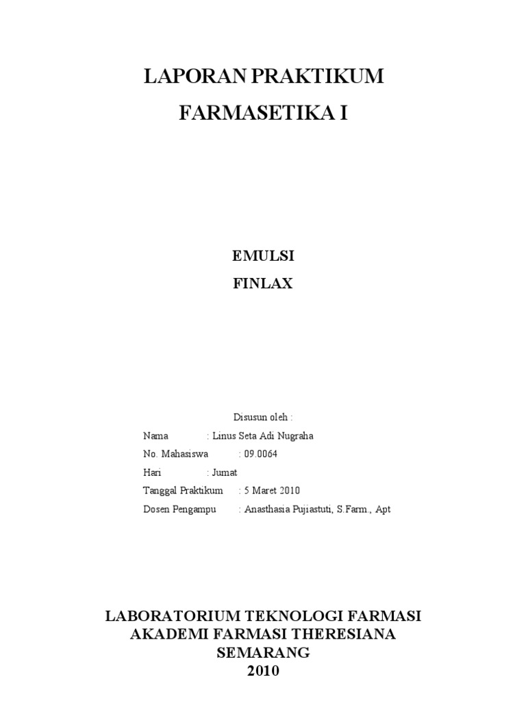 Laporan Praktikum Akhir Emulsi | PDF