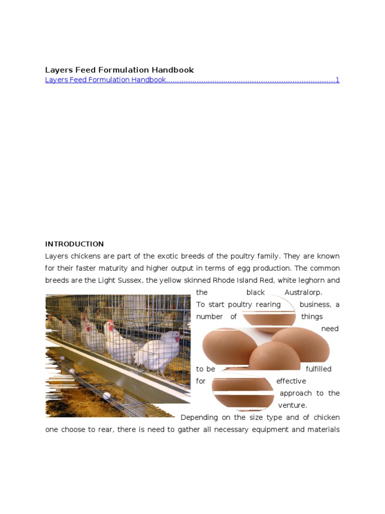 Layers Feed Formulation Guide | PDF | Chicken | Vitamin