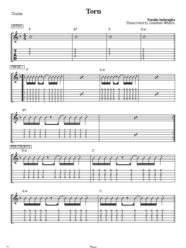 Torn by Natalie Imbruglia Chords | PDF | Songs | Musical Forms