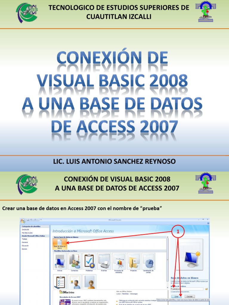 Conexion de Acces y Visual 2008 o 2010 | PDF | acceso Microsoft | Básico