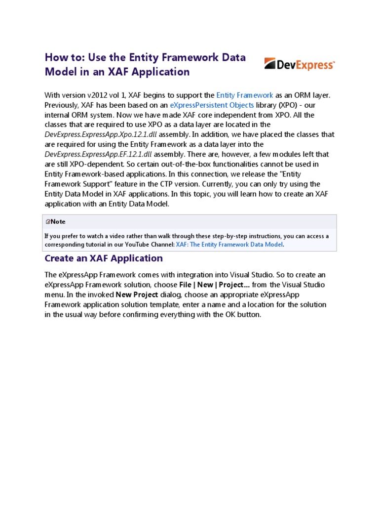 XAF Entity Framework | PDF | Entity Framework | C Sharp (Programming Language)