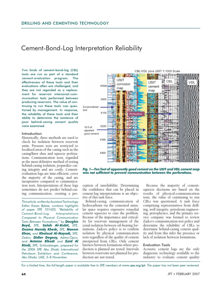 Cement Bond Log Interpretation | PDF | Confidence Interval | Casing ...
