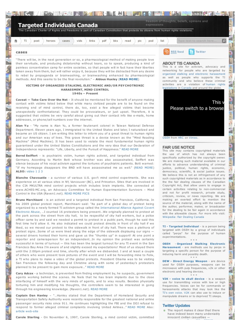 Targeted Individuals Canada - Organized Stalking, Electronic ...