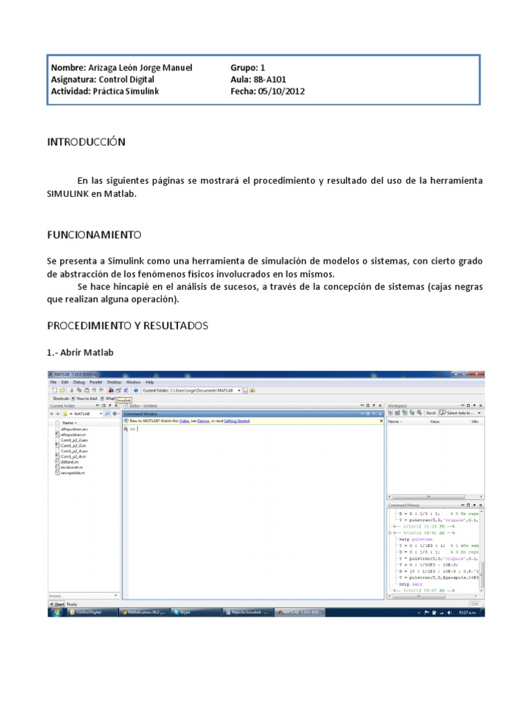 Reporte Simulink | PDF | Simulación | Matlab