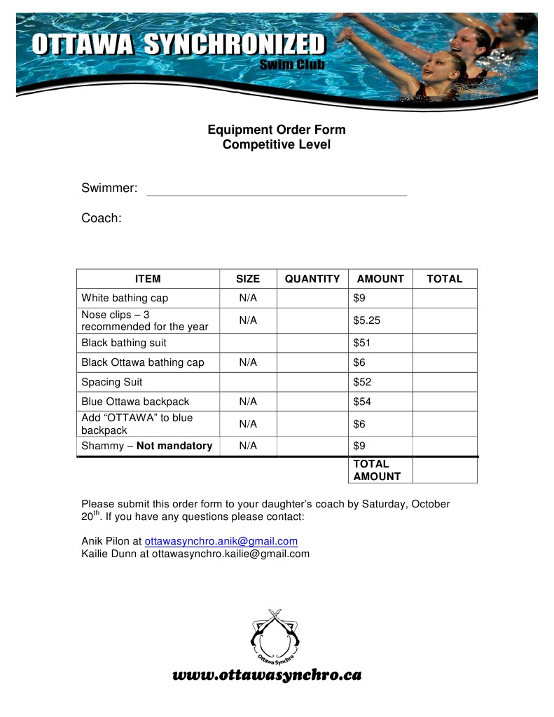 Equipment Order Form Competitive | PDF
