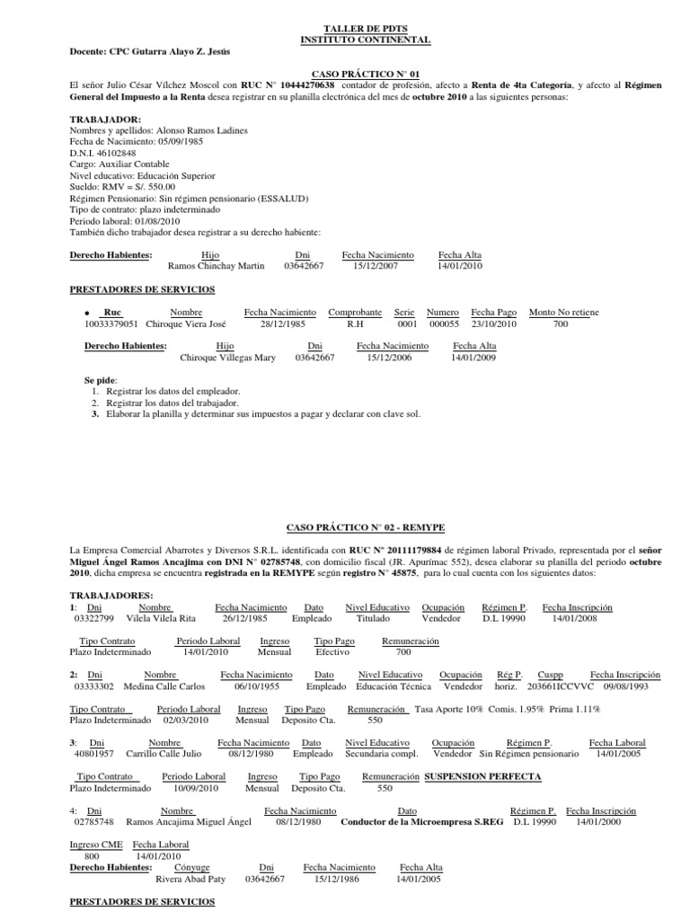 PDT 601 - Planilla Electronica | PDF | Salario | Compensación laboral