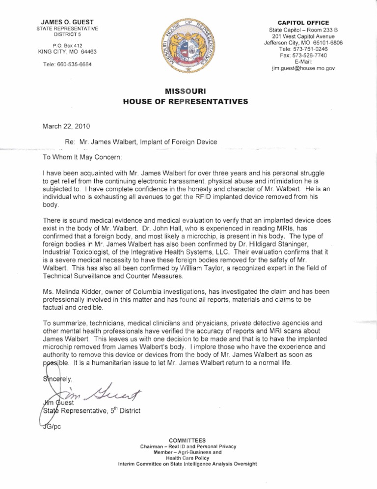 Jim Guest Letter's For James Walbert | PDF