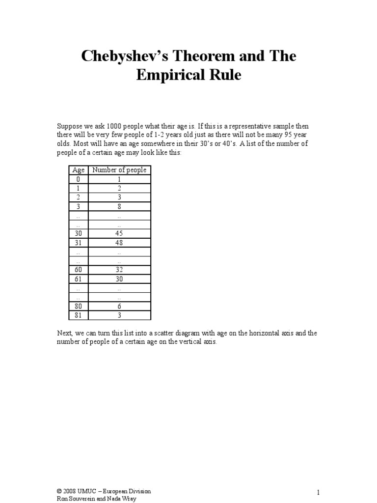 Chebyshev'sTheorem and The Empirical Rule | PDF | Normal Distribution ...