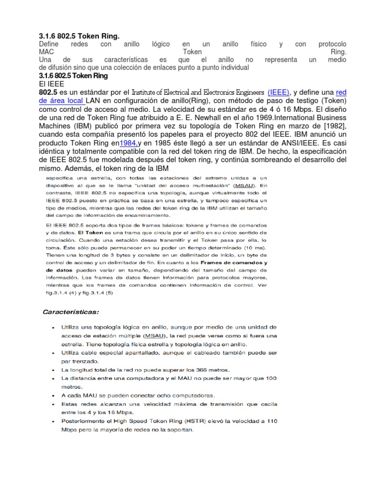 Protocolo Token Ring IEEE 802.5 | PDF | Telecomunicaciones | Informática