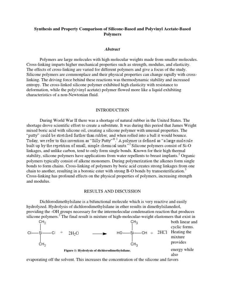 Synthesis and Property Comparison of Silicone Polymers | PDF | Cross ...