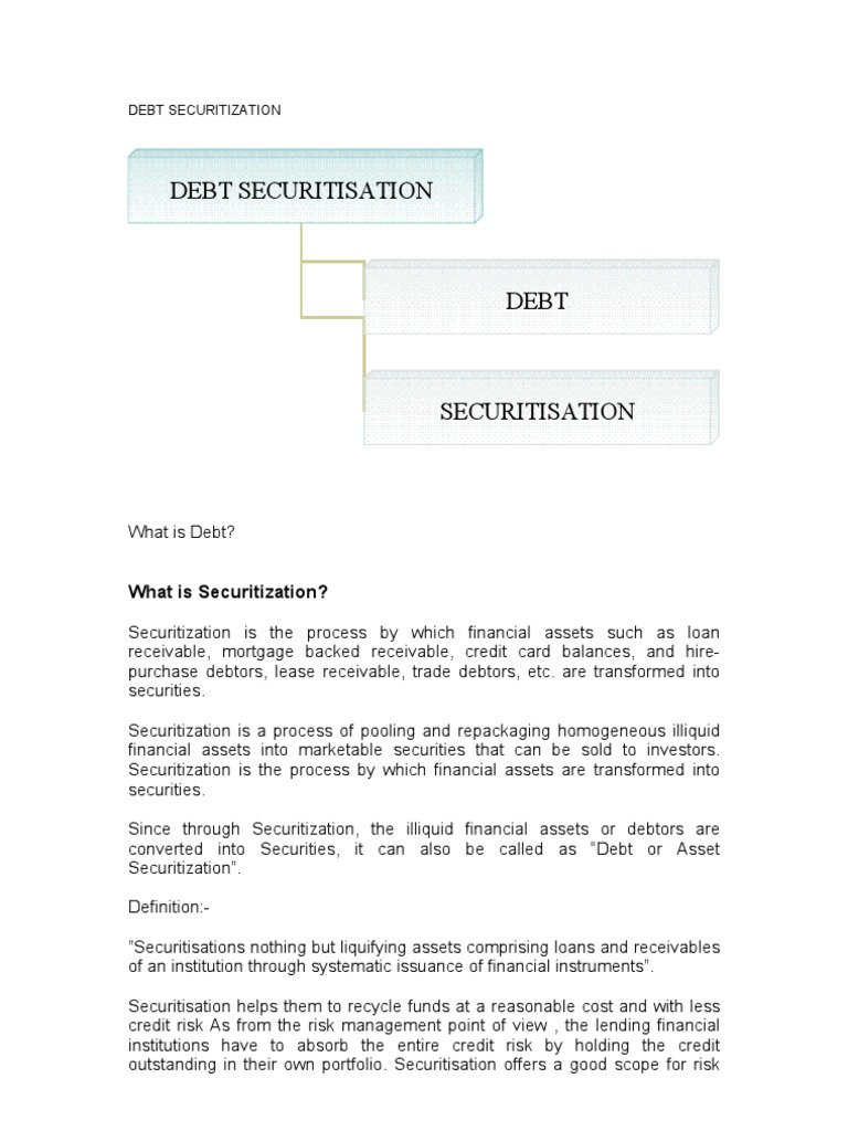 Debt Securitization by Krishna | PDF | Securitization | Debt