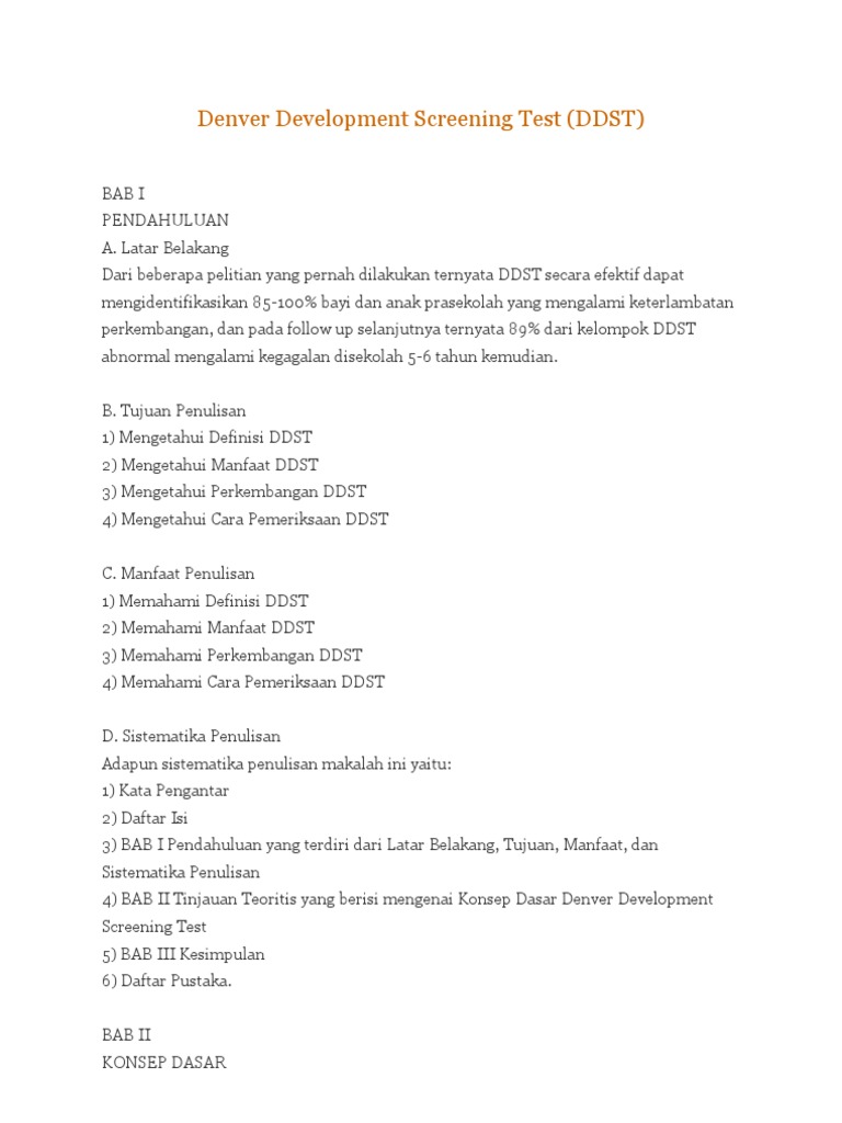 Denver Development Screening Test | PDF