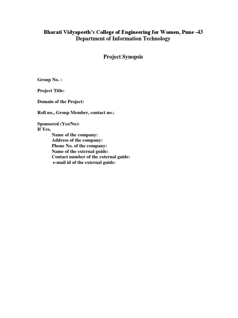Synopsis Format | PDF
