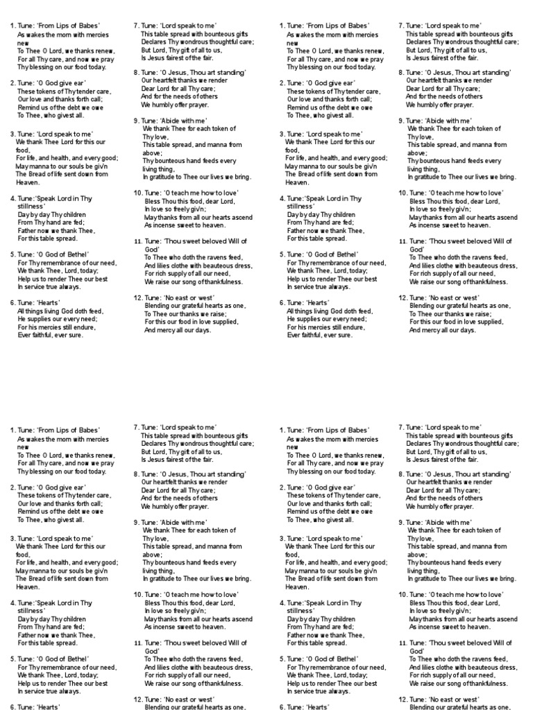 English Grace Card A4 | PDF | Blessing | Prayer