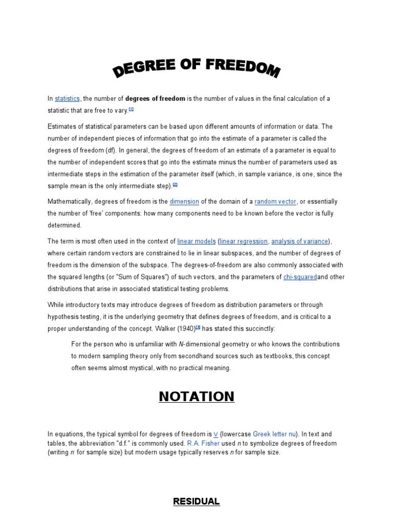Degree of Freedom Statistics | PDF | Degrees Of Freedom (Statistics) | Scientific Modeling