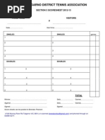 Table Tennis Score Sheet | PDF