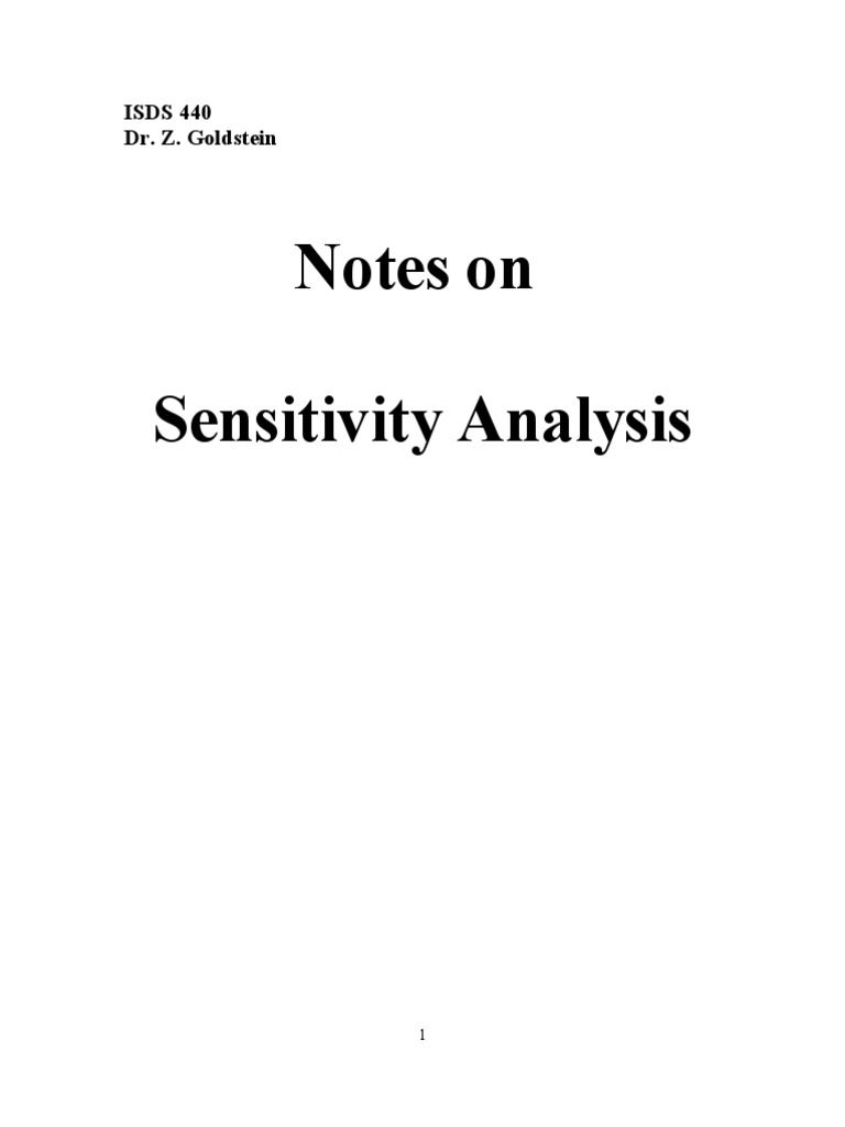 Notes On Sensitivity Analysis Pdf Mathematical Optimization 0555