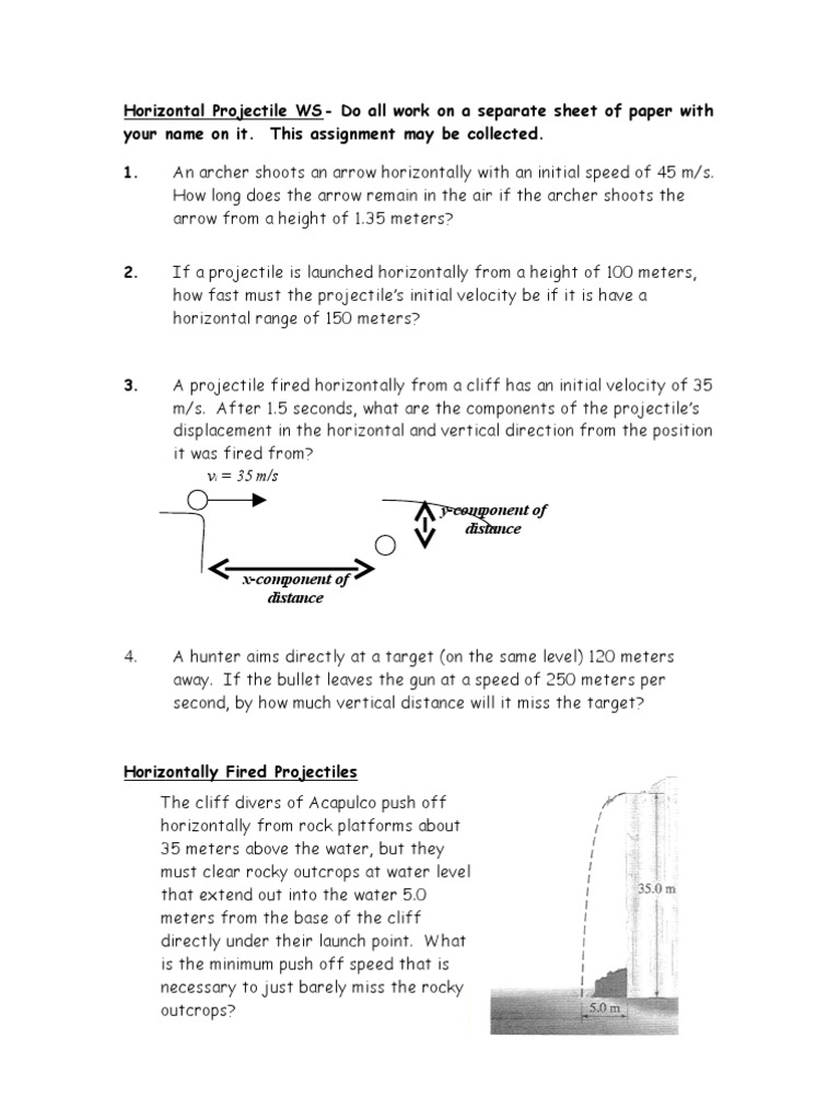 Horizontal Projectile WS | PDF | Projectiles | Archery