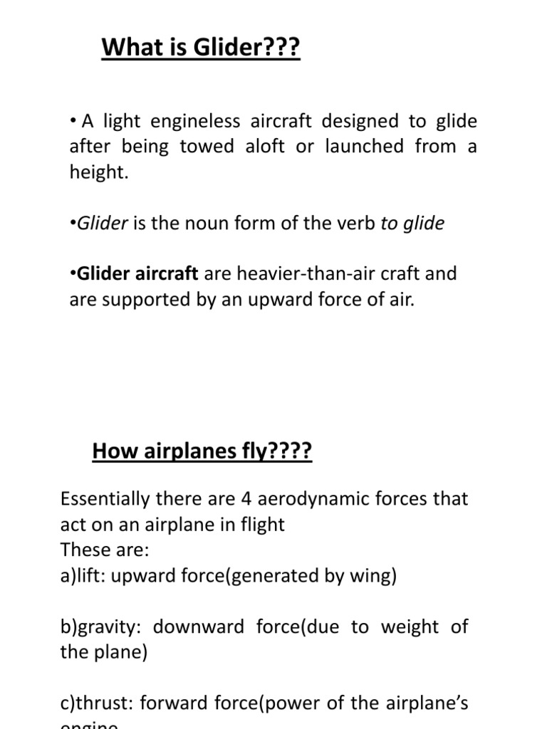 Presentation1 Glider | PDF | Lift (Force) | Airfoil