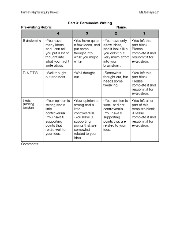 Persuasive Writing Rubric | PDF | Rubric (Academic) | Essays