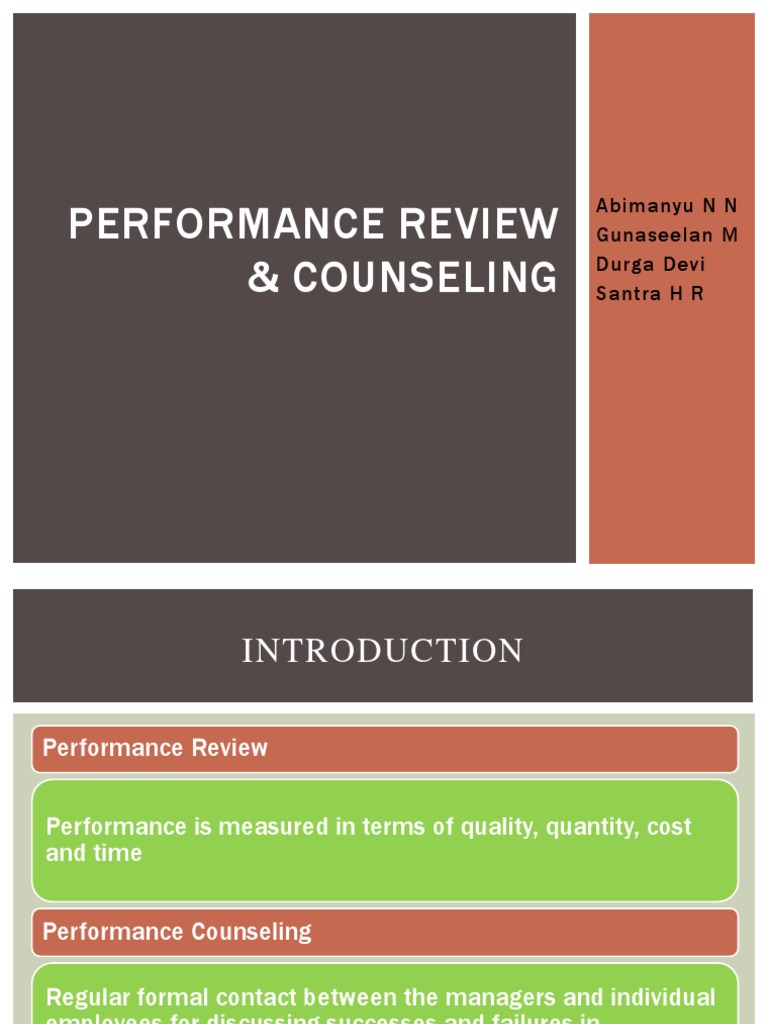 Performance Review and Counseling Guide | PDF | Performance Appraisal ...