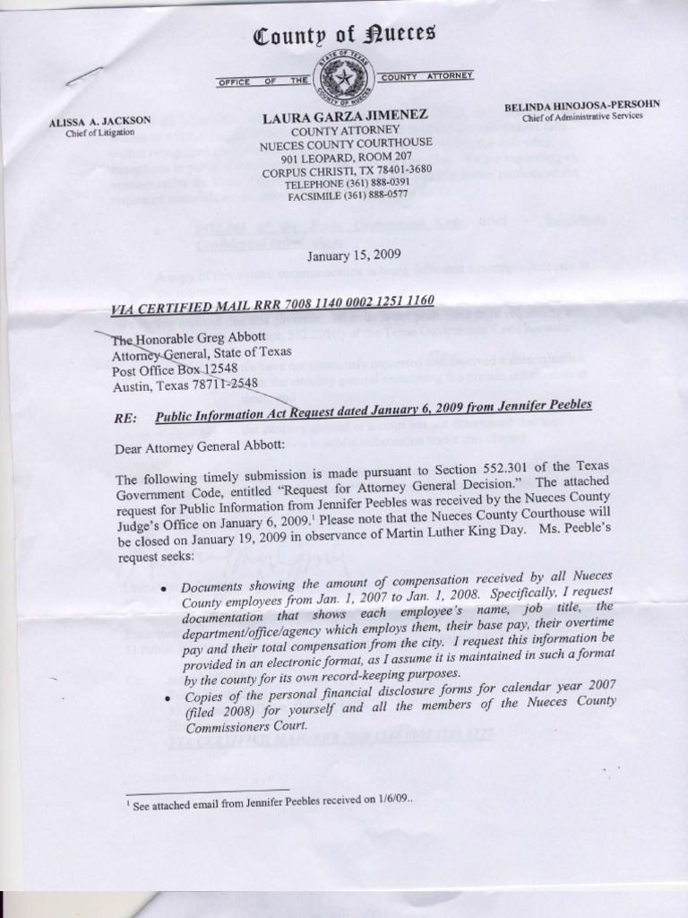 Nueces County Letter To Attorney General Greg Abbot | PDF | Public ...