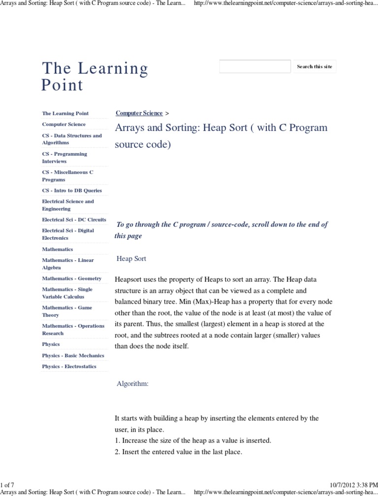 Heap Sort | PDF | Array Data Structure | C (Programming Language) Heap Sort | PDF | Array Data Structure | C (Programming Language)