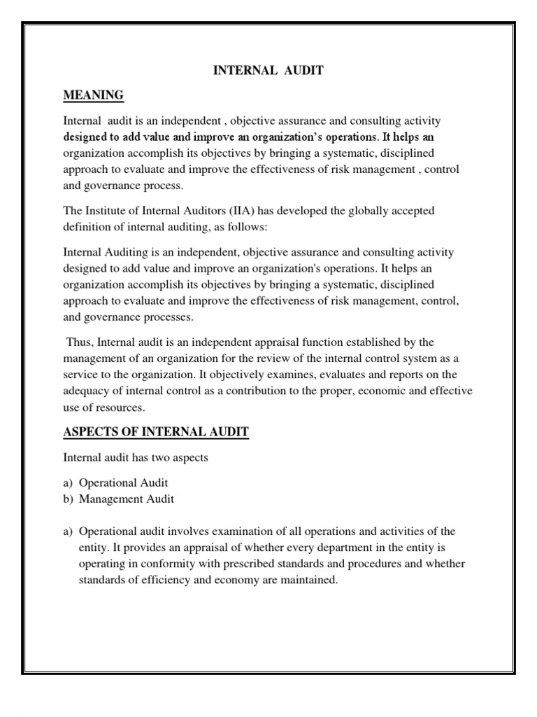 Internal Audit | PDF | Internal Audit | Audit