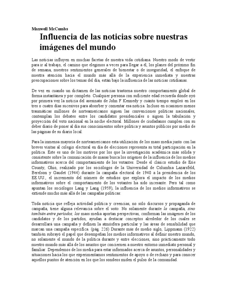 Maxwell McCombs | PDF | Medios de comunicación en masa | Publicación