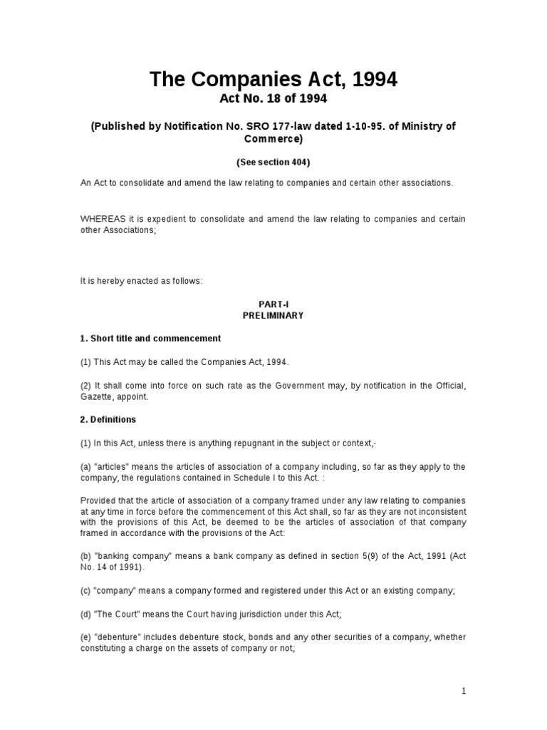 Companies Act 1994 | PDF | Board Of Directors | Guarantee