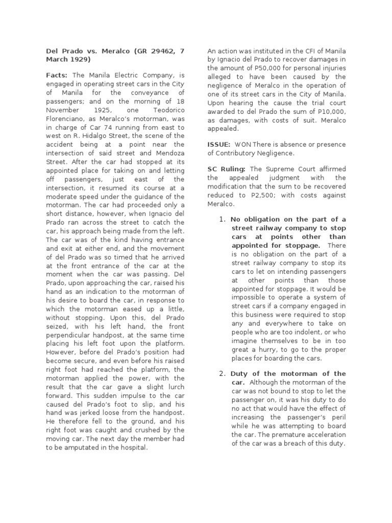Del Prado Vs Meralco | PDF | Negligence | Proximate Cause