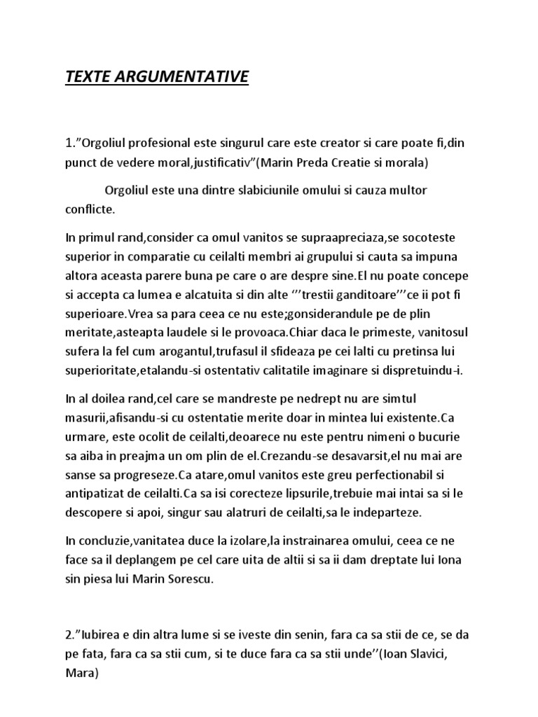 Texte Argumentative | PDF