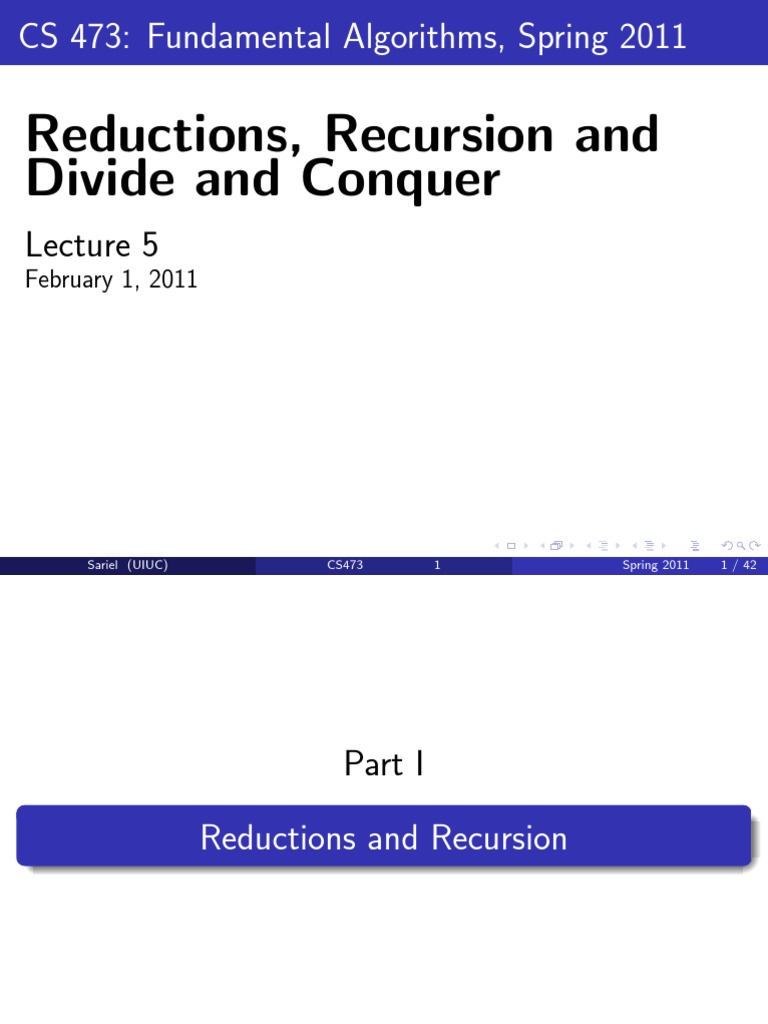 Reductions, Recursion and Divide and Conquer: February 1, 2011 | PDF | Algorithms And Data ...