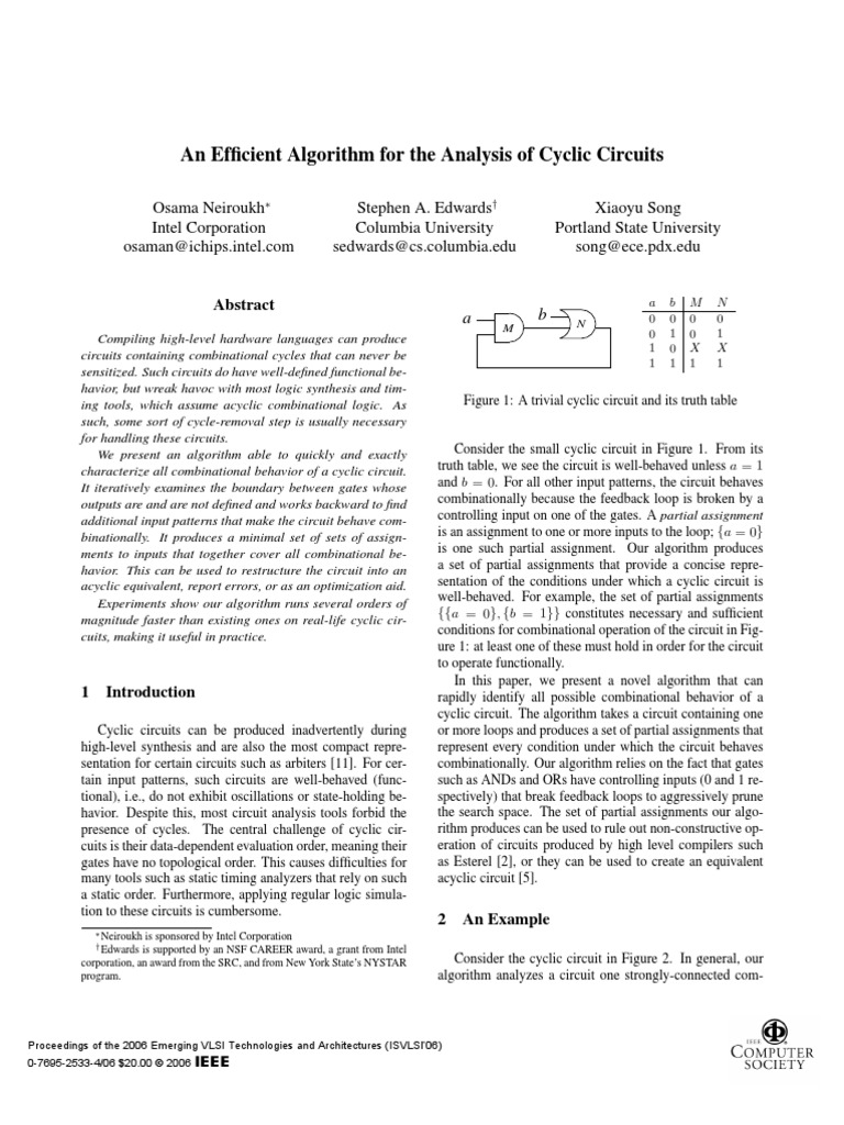 An Efficient Algorithm For The Analysis of Cyclic Circuits | PDF | Algorithms | Theorem